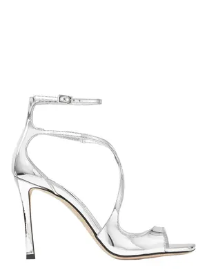 JIMMY CHOO Azia 95mm Leather Sandals - Silver