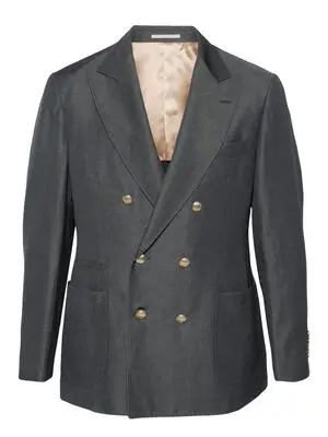 BRUNELLO CUCINELLI Double-breasted Mélange Blazer