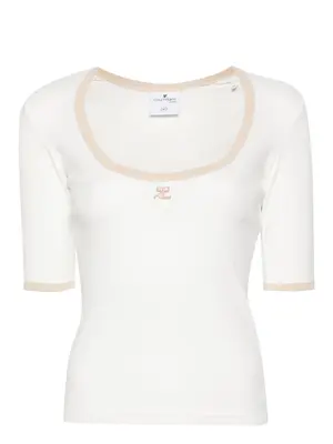 COURREGES Holistic Contrast Cotton T-shirt - White