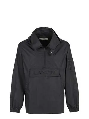 LANVIN Logo Hooded Windbreaker - Black