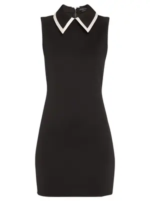 Alice + Olivia Wynell Collared Mini Dress - Black/off White