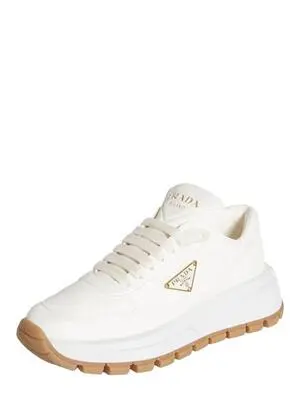Prada Prada Triangle Logo Lace-Up Sneakers Ivory