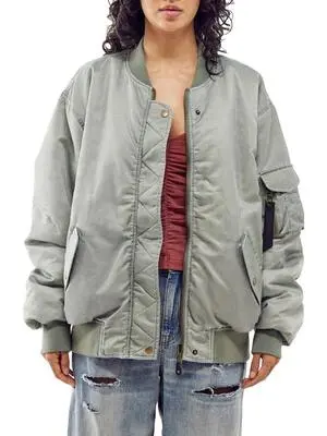 BDG URBAN OUTFITTERS Oversized Reversible Bomber Jacket Khaki