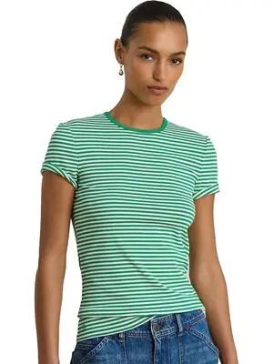 Ralph Lauren Striped Stretch Cotton Crewneck T-shirt - Stem/white
