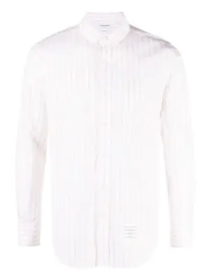Thom Browne Striped Long-sleeve Cotton Shirt - White