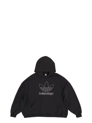 Balenciaga Adidas Oversized Logo-print Cotton-jersey Hoodie - Black