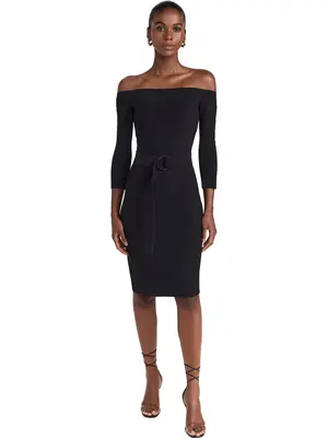 Norma Kamali Off-shoulder Belted Dress - Black