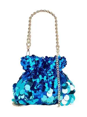 OLGA BERG Pedro Sequin Pouch - Blue