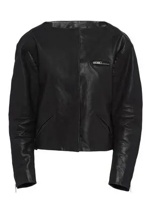 Prada Cropped Leather Jacket - Black