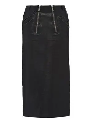 Prada Leather A-line Pencil Skirt - Black