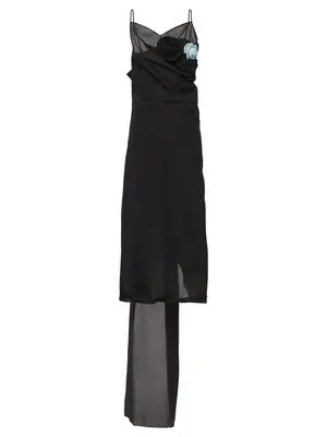 Prada Nylon Crepe Midi Dress - Black