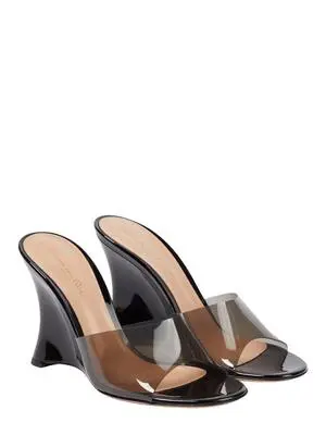 GIANVITO ROSSI Wedge Leather Sandals - Black
