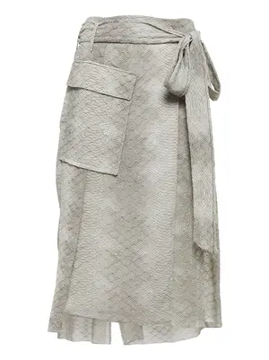 Victoria Beckham Snake-print Crêpe De Chine Wrap Skirt - Grey