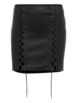 DION LEE Hinge-seam Leather Mini Skirt - Black