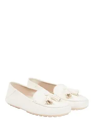 Loro Piana Dot Sole Leather Moccasins - White