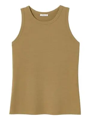 Lafayette 148 New York Cotton Rib Jersey Racerback Tank - Khaki Green