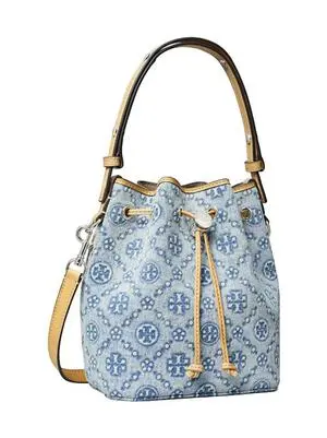 Tory Burch Tory Burch T Monogram Denim Bucket Bag Powder Blue
