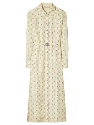 Tory Burch Printed Silk Shirt Dress - Light Sand Paisley