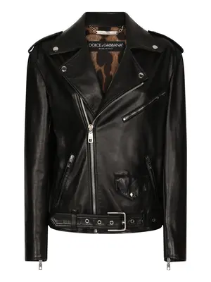 Dolce & Gabbana Leather Biker Jacket - Black