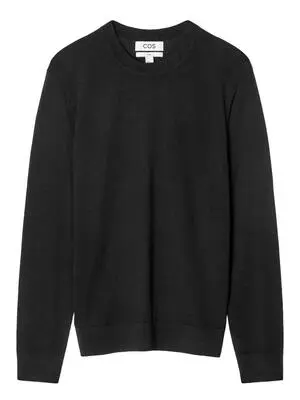 Cos Slim Merino Wool Crew-neck Sweater - Black