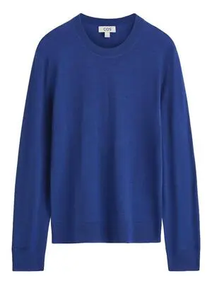 Cos Slim Merino Wool Crew-neck Sweater - Blue