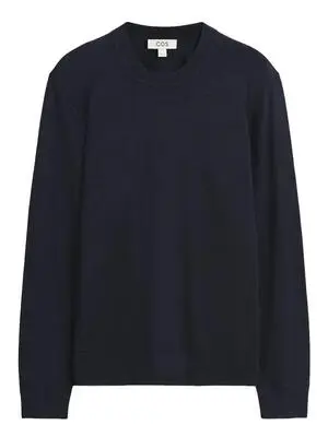 Cos Slim Merino Wool Crew-neck Sweater - Navy