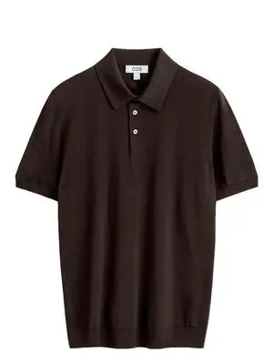 Cos Slim Knitted Silk Polo Shirt - Red