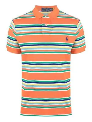 Polo Ralph Lauren Stripe-print Short-sleeved Polo Shirt - Orange