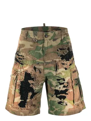 Dsquared2 Logo-print Distressed Shorts - Green