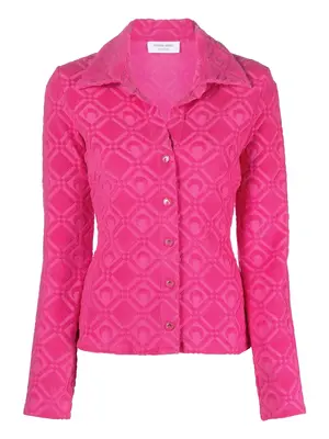 MARINE SERRE Button-fastening Jacquard Top - Pink