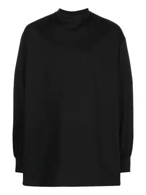 Y3 Mock-neck Long-sleeved Cotton T-shirt - Black