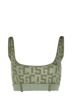 Gcds Monogram Print Sports Bra - Green