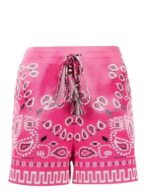 Alanui Bandana-print Pique Shorts - Pink