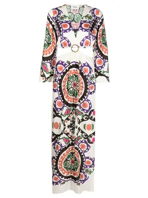 Ba&sh Cut-out Floral-print Long Dress - Neutrals