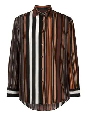 Etro Striped Long-sleeve Silk Shirt - Brown