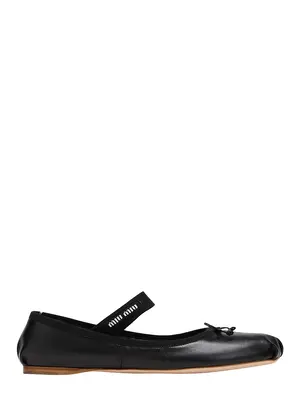 Miu Miu Leather Ballerina Flats - Nero