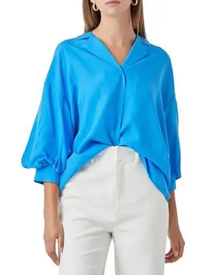 Endless Rose Endless Rose Blouson Sleeve Button-Up Shirt Blue