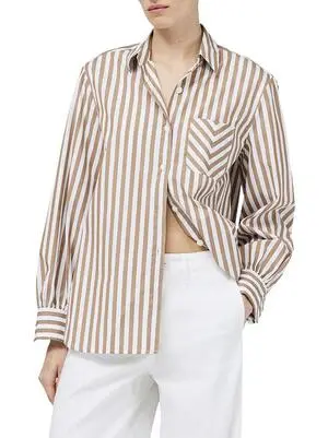 Rag & Bone Rag & Bone Maxine Stripe Cotton Button-up Shirt Brown Stripe