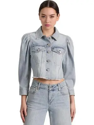 Alice + Olivia Lana Denim Jacket - Blue