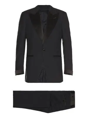 TOM FORD Super 120's Plain Weave Atticus Evening Suit In Black - Ink