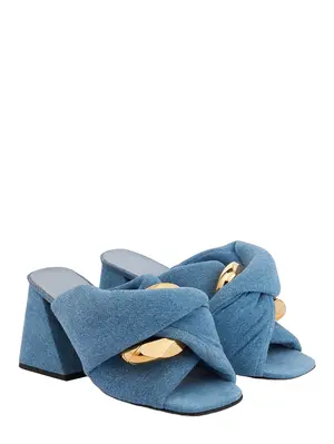 JW Anderson Chain And Twist Denim Mules - Blue