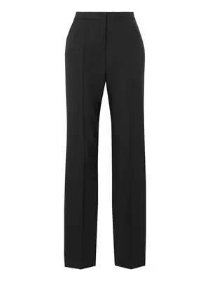 Another Tomorrow Pleated Straight-leg Pants - Black