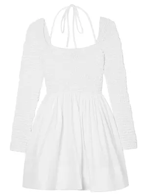 Staud Cassidy Cotton-poplin Mini Dress - White