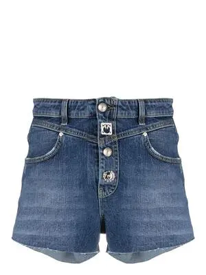 Pinko Button Frayed Shorts - Blue