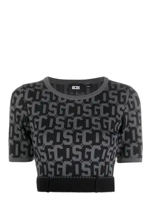 Gcds Matilda Monogram Cropped Top - Black