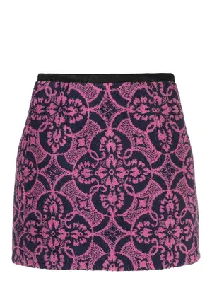 MARINE SERRE Jacquard Mini Skirt - Pink