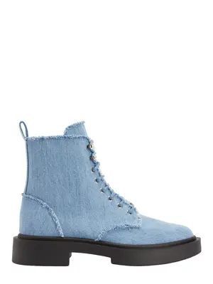 GIUSEPPE ZANOTTI Adric Denim Combat Boots - Blue