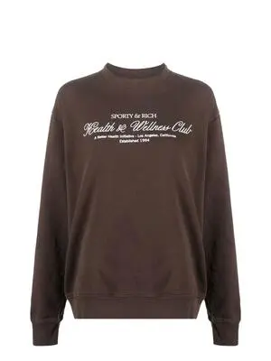 SPORTY & RICH Embroidered Logo Cotton Sweatshirt - Brown