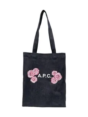 A.p.c. Flower-print Denim Tote Bag - Blue