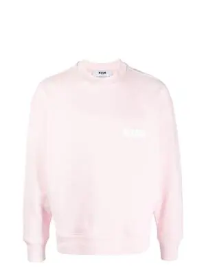 MSGM Logo-print Crew-neck Sweatshirt - Pink